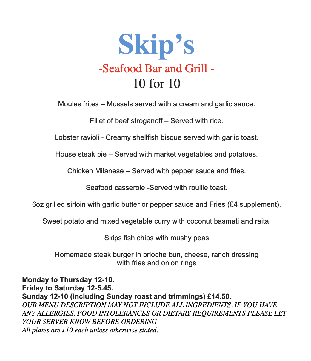 Skips Sea Food Bar & Grill