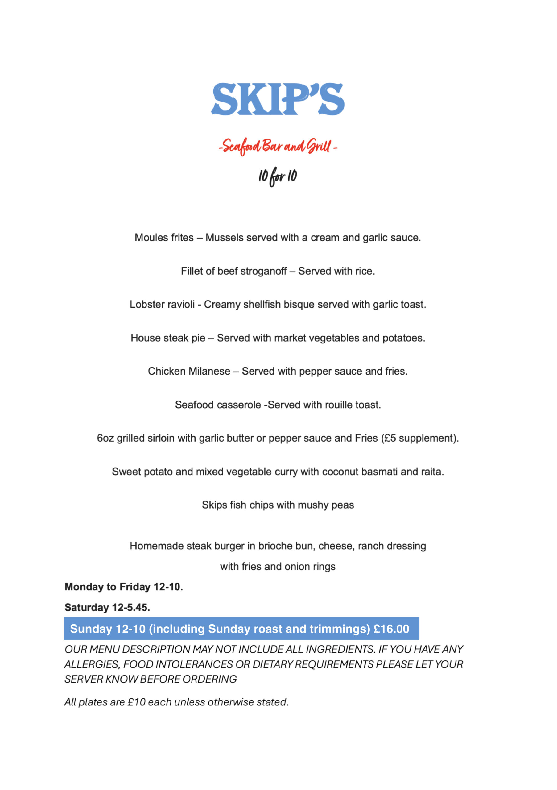 Skips Sea Food Bar & Grill